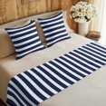 Bed Runner for King Size Bed, Navy Blue Stripe 3 Pcs Bedding Runner Set ...