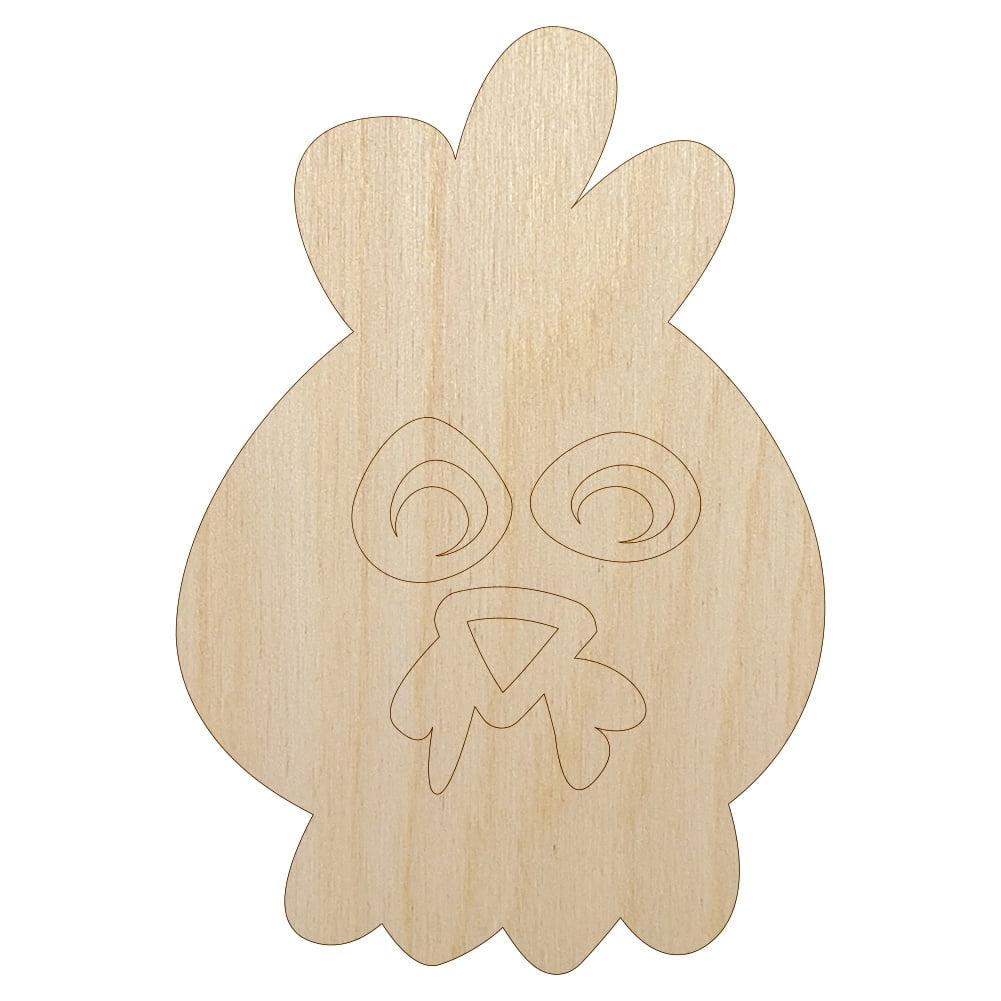 Chicken Rooster Face Doodle Wood Shape Unfinished Piece Cutout Craft ...