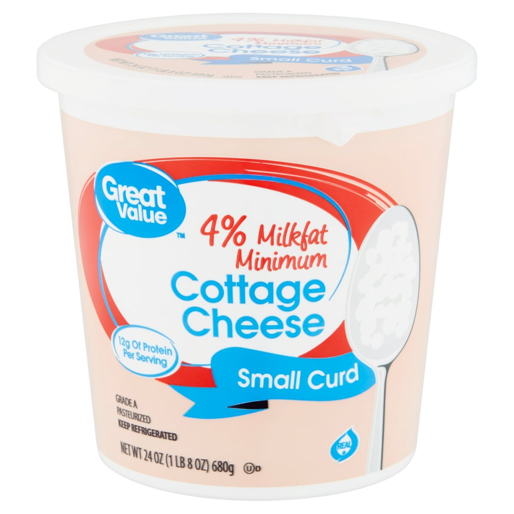 Great Value 4% Milkfat Minimum Small Curd Cottage Cheese, 24 oz ...