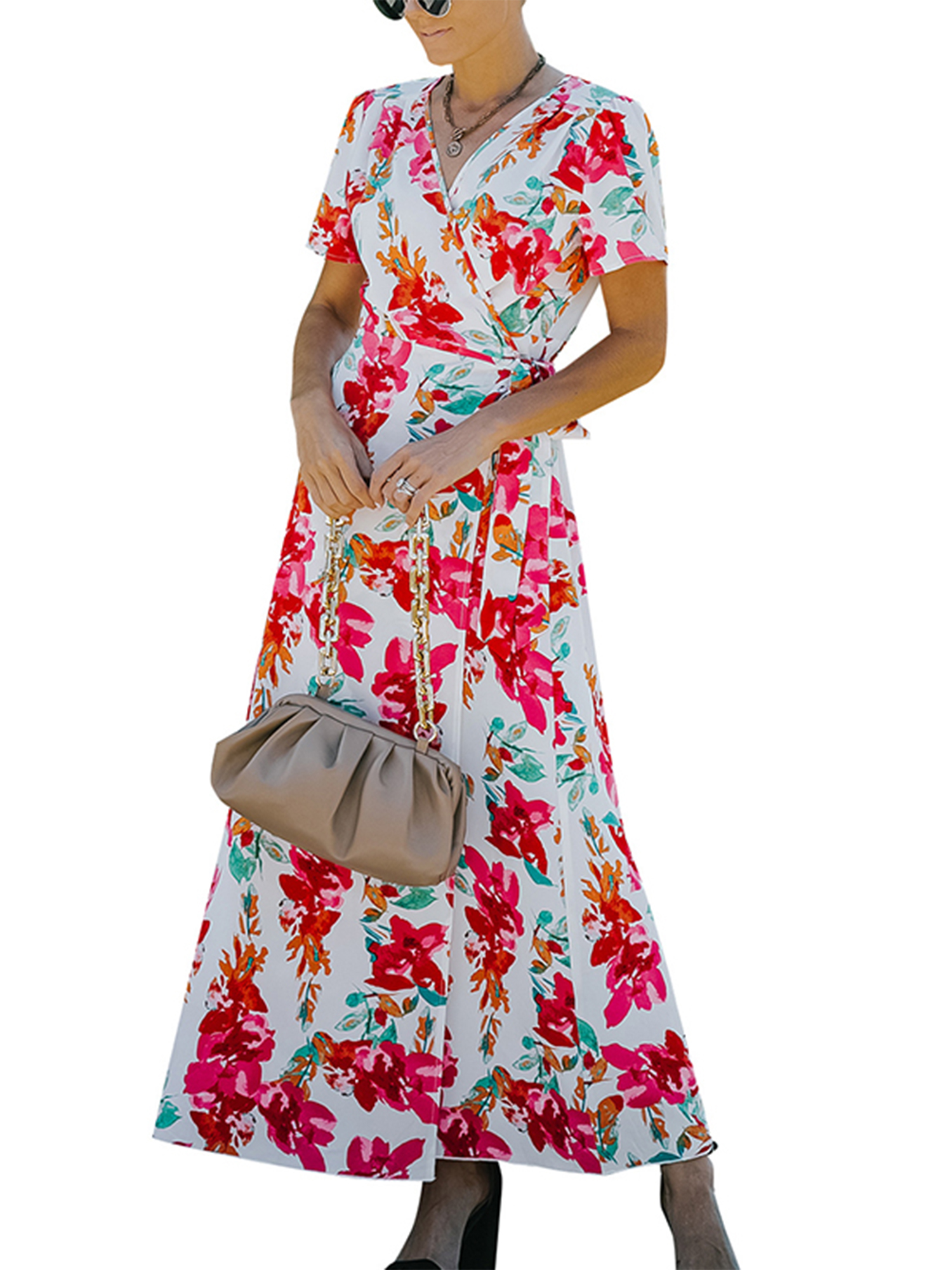 Lumento Women A Line Summer Midi Dresses Sexy Swing Sundress Kaftan