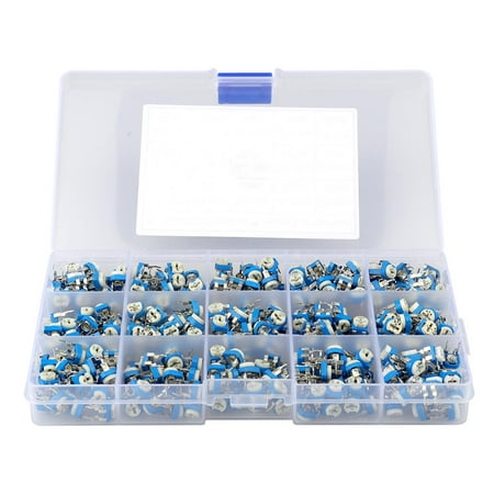 keepw 375Pcs 15 Values 100 ohm- 1M ohm Variable Resistor 6mm ...