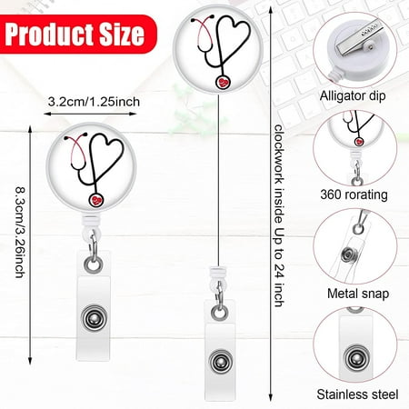 18 Pieces Nurse Badge Reel Retractable Badge Holder Cute Nursing Badge ...