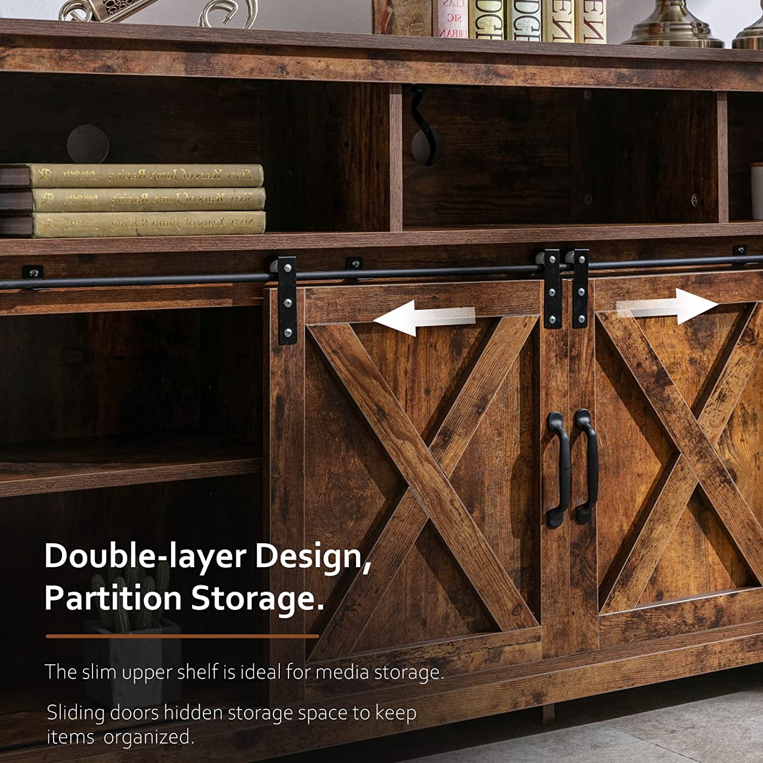 Yaoping Farmhouse Barn Door TV Cabinet Up to 65" TV Media Console with ...