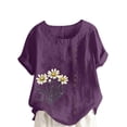Aimik Women's Plus Size Short Sleeve Blouse Daisy Floral Print Button ...