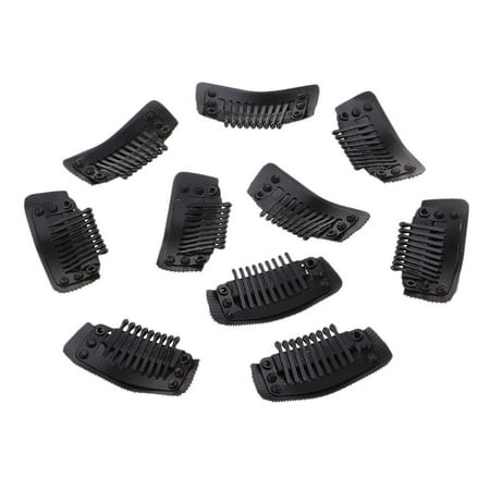 10 Pieces 9 Clips with Rubber Back Black | Walmart Canada