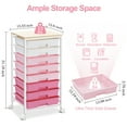 "KINGRACK Rolling Storage Cart with 8 Drawers, Wooden Tabletop, Pink ...