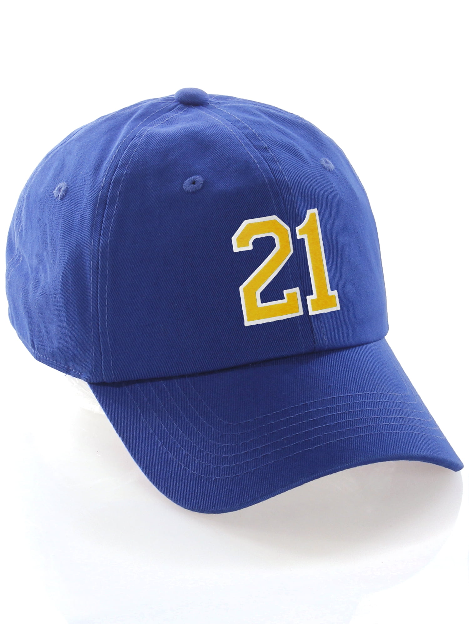 Customized Number Hat 00 to 99 Team Colors Baseball Cap, Blue Hat White ...
