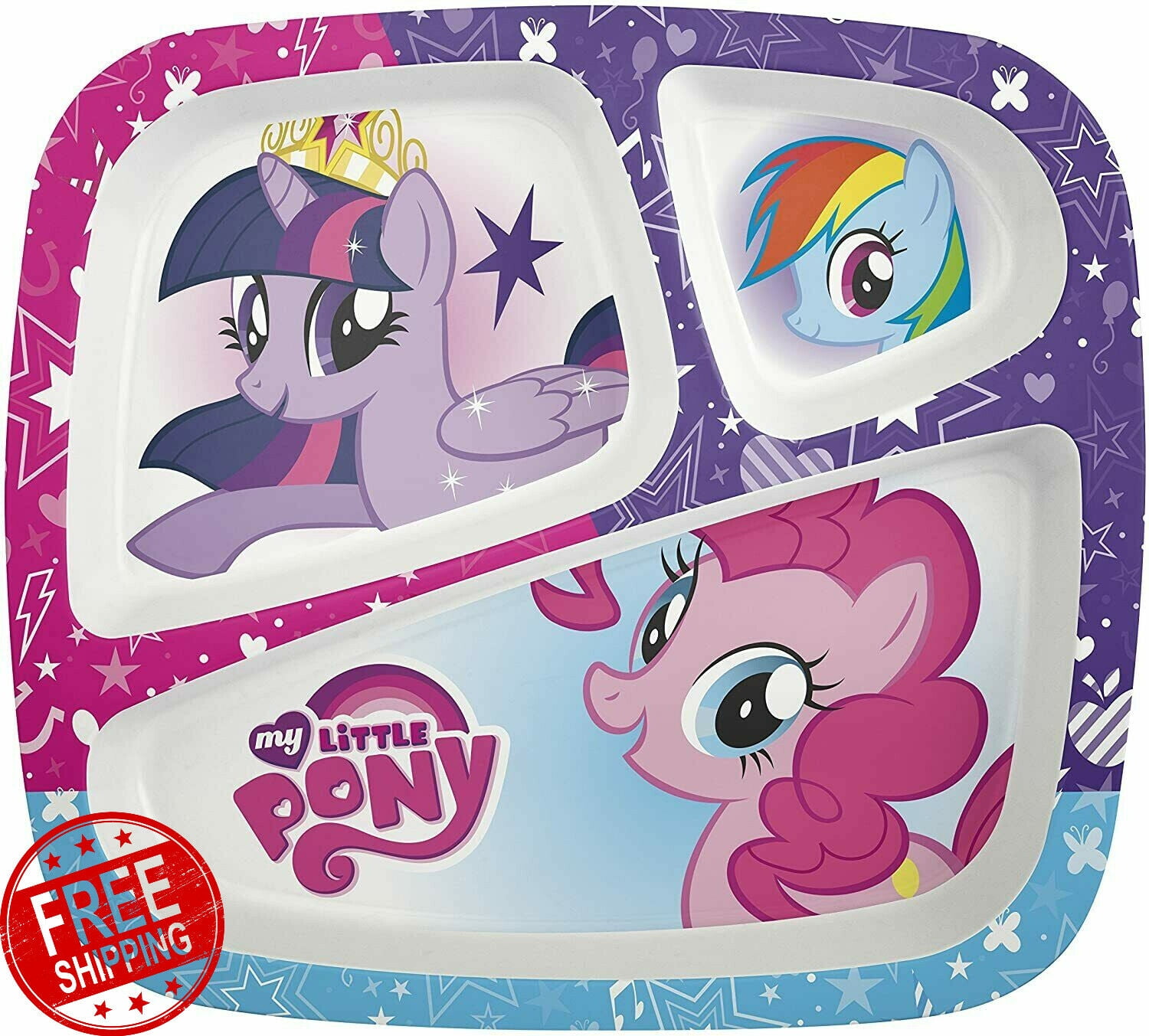 Zak Designs My Little Pony 3-section Kids Plate, TV Series - Walmart.com