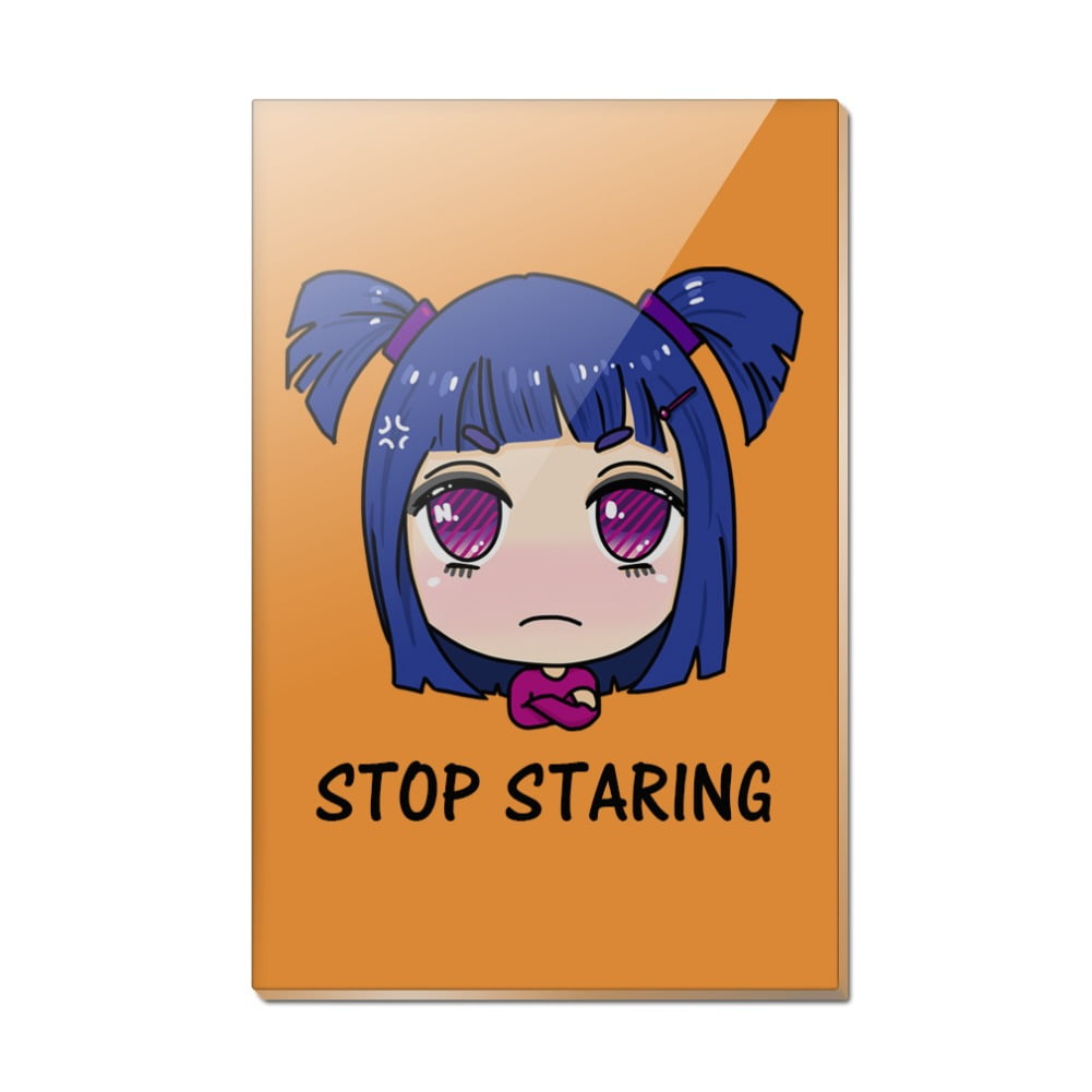 Stop Staring Kawaii Chibi Girl Pigtails Rectangle Acrylic Fridge ...
