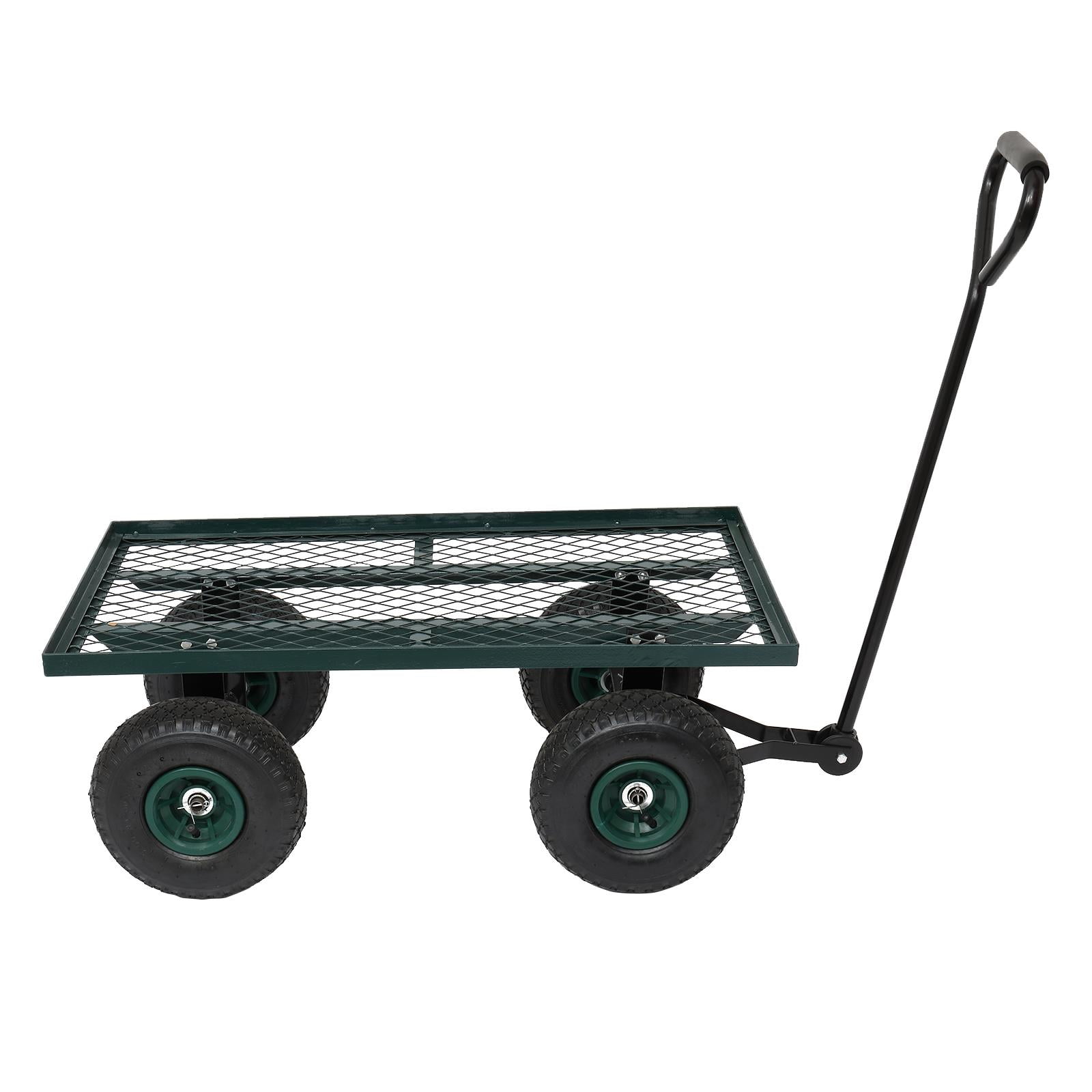 Zimtown Metal Deck Wagon with Flat Free Tires Rust Resistant Powder ...