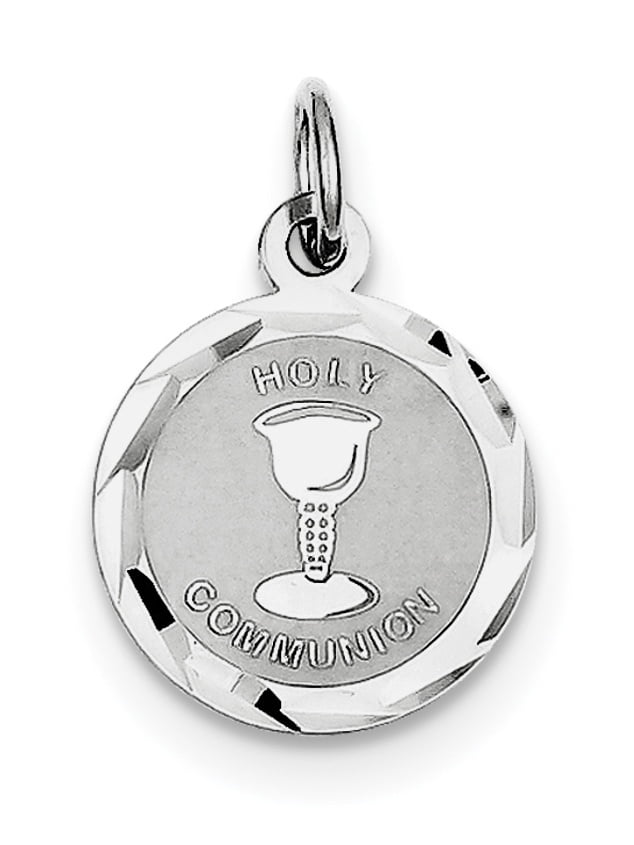 Sterling Silver Rhodium-Plated Holy Communion Disc Charm (17 X 10) Made ...