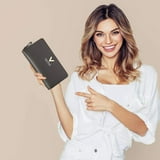 Isabomb Women's Solid Purple Leather Wallet, Wristlet Clutch with ...