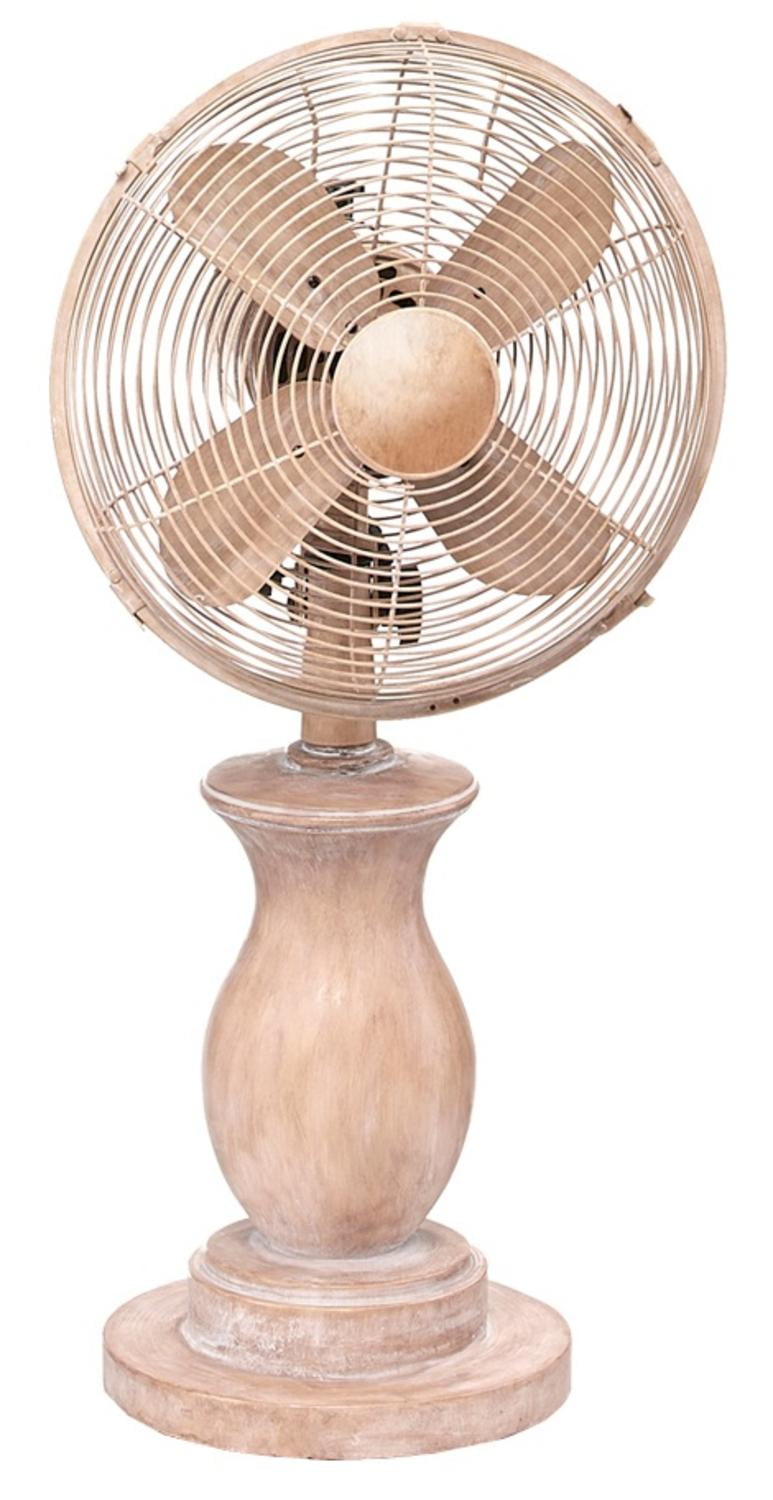24" Stylish Distressed Beige Wood-Grain Oscillating Table Top Fan ...