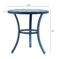 Outdoor Round Side Table, Navy Blue Powder-Coated Metal Frame ...