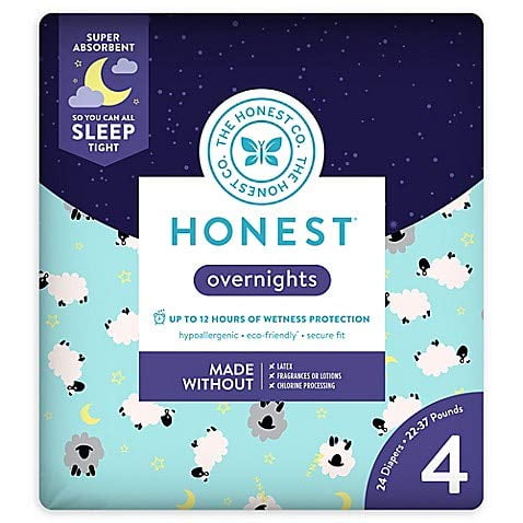 The Honest Company Overnight Diapers, Sleepy Sheep, Size 4, 24 Count ...