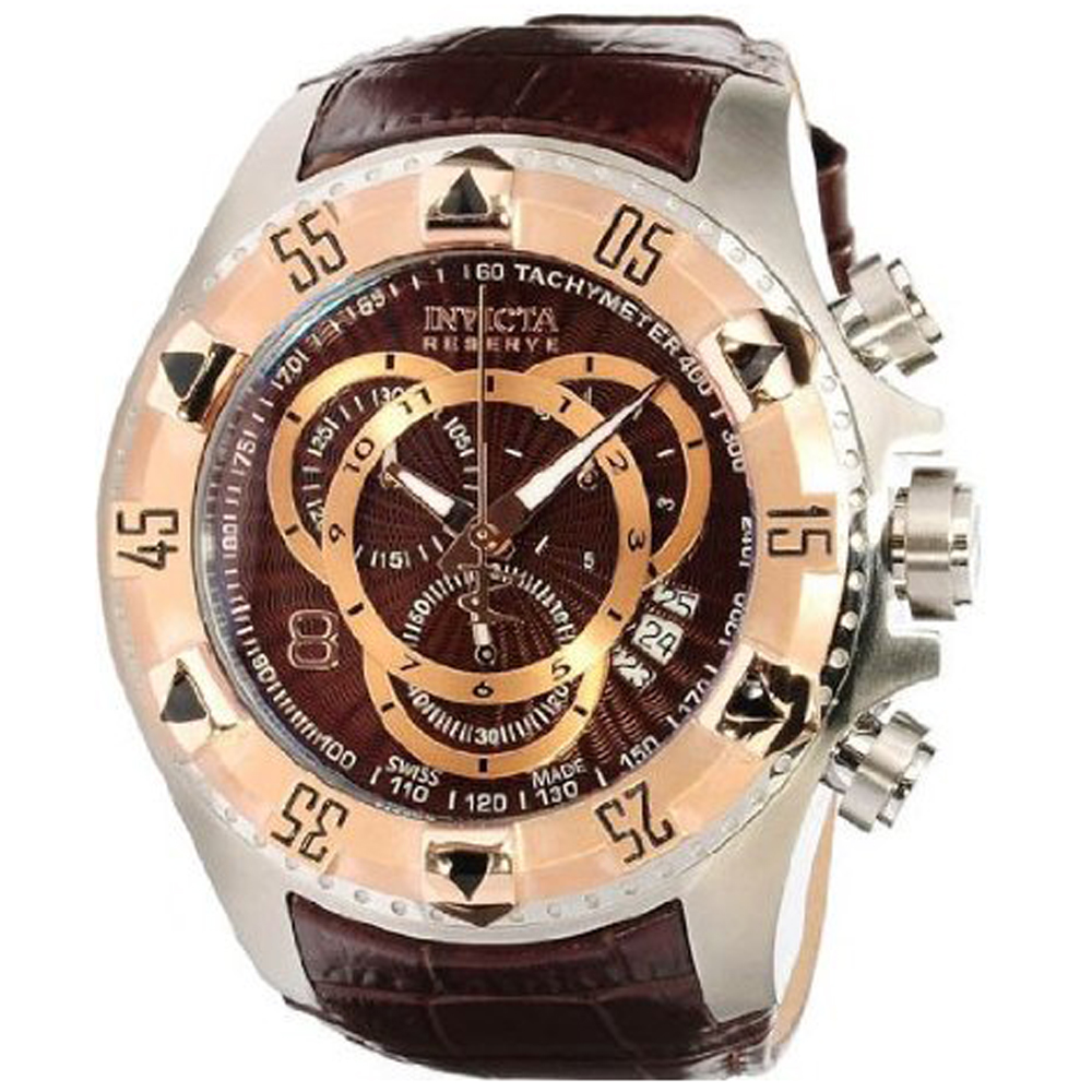 Invicta Men's 11014 Reserve Excursion Rose Gold Tone Bezel Brown ...