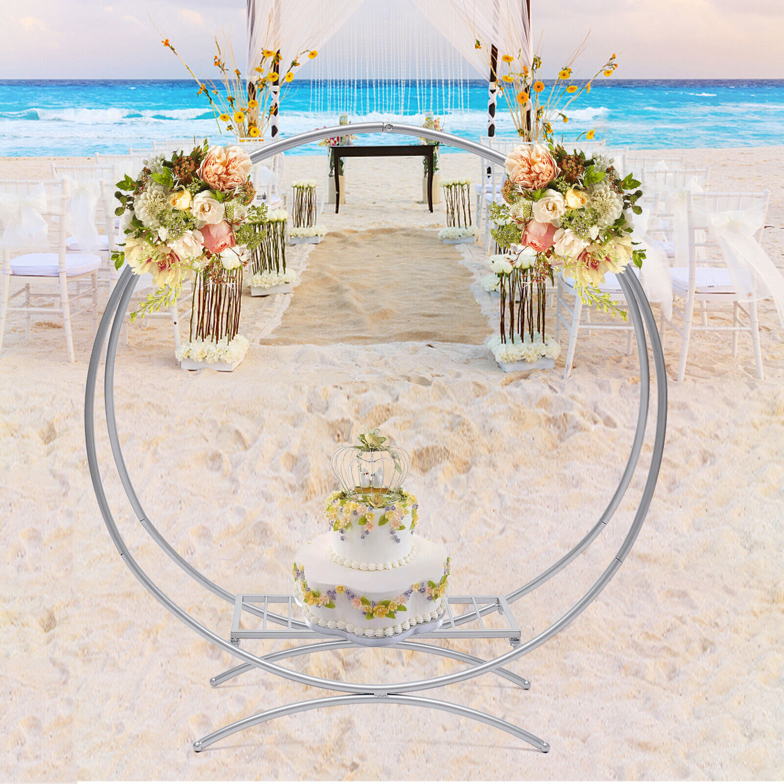 FETCOI Wedding Cake Stand Flower Stand Floral Hoop Wedding Decor for ...