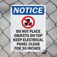Do Not Place Objects OSHA Notice Rigid Plastic Sign 24 Inch x 18 Inch ...