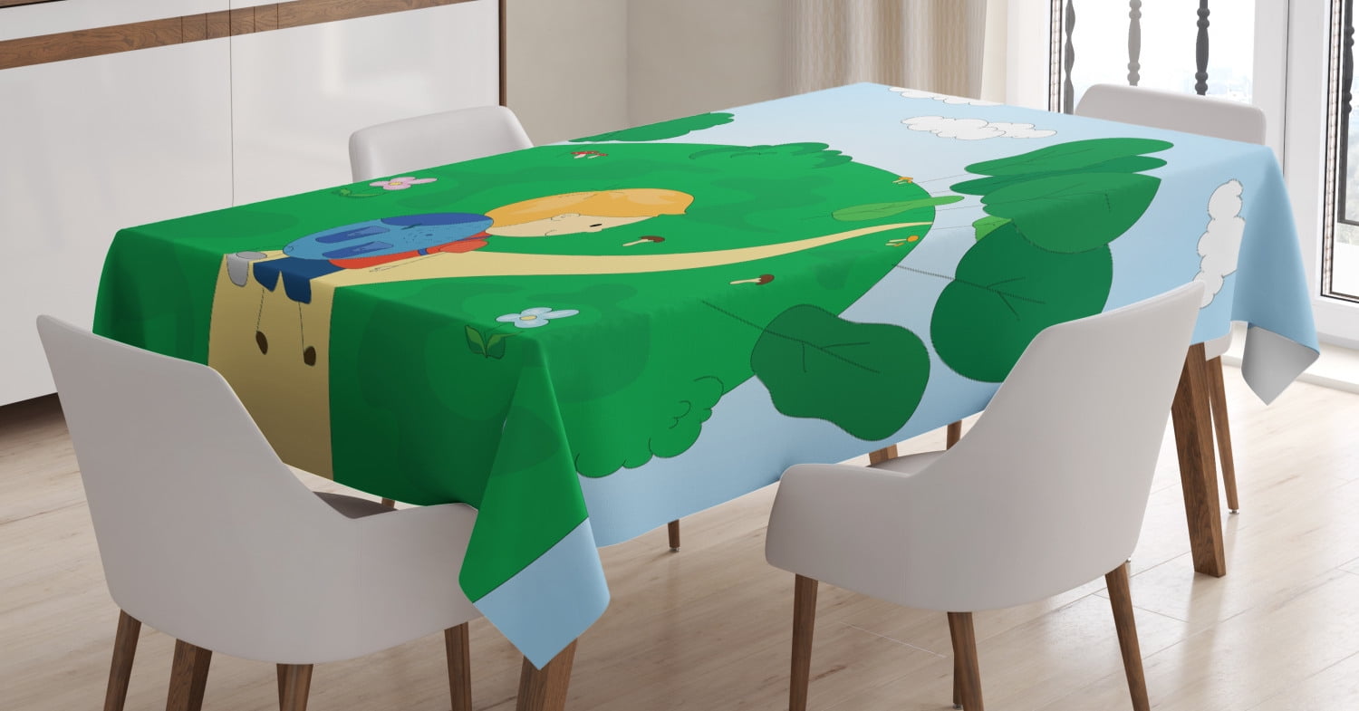 Boy Scout Tablecloth, Kid with A Backpack Hiking to the Mountain Forest ...