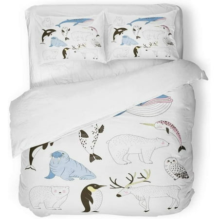 HATIART 3 Piece Bedding Set Doodle Arctic Clip Collection Drawing Kid ...