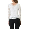 Allegra K Womens Floral Lace Top V Neck Long Sleeve Lace Scalloped