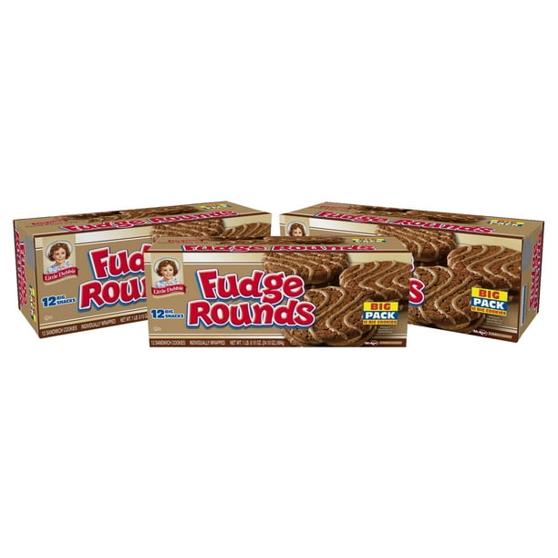 Little Debbie Fudge Rounds, 3 Big Pack Boxes of 36 Individually Wrapped ...