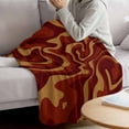 Abstract Distortion Texture Fleece Throw Blanket Brown Yellow Line ...