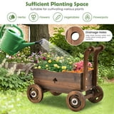 Costway Decorative Wagon Cart Plant Flower Pot Stand Wooden Raised ...