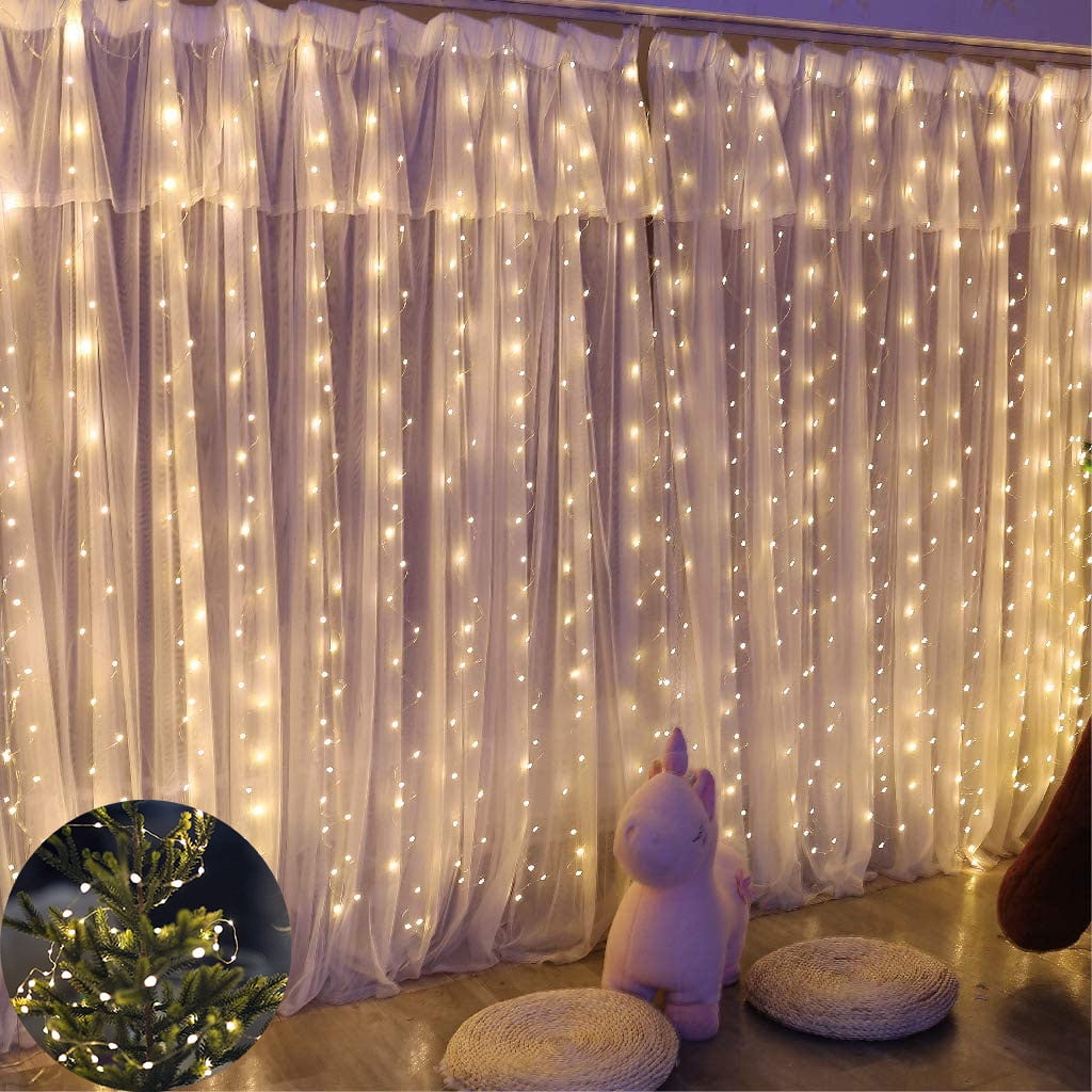 Remote Control Curtain Lights 300 Led Window String Light For Bedroom ...