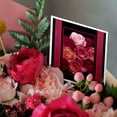 3drose, Dreamy Hues of Red Peach Pink Roses with Red Damask Ribbon Trim ...
