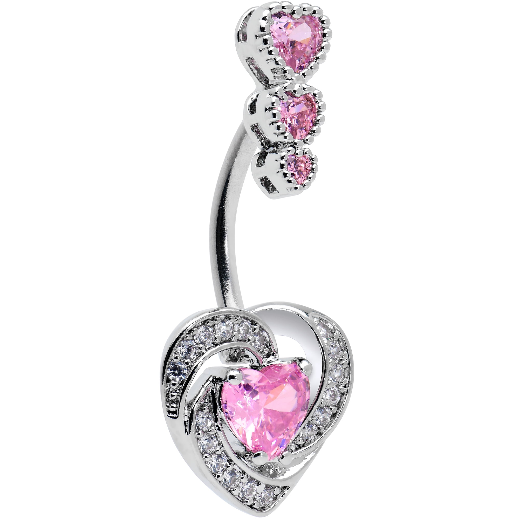 Body Candy Womens Steel Piercing Pink Swirl Heart Valentine Double ...