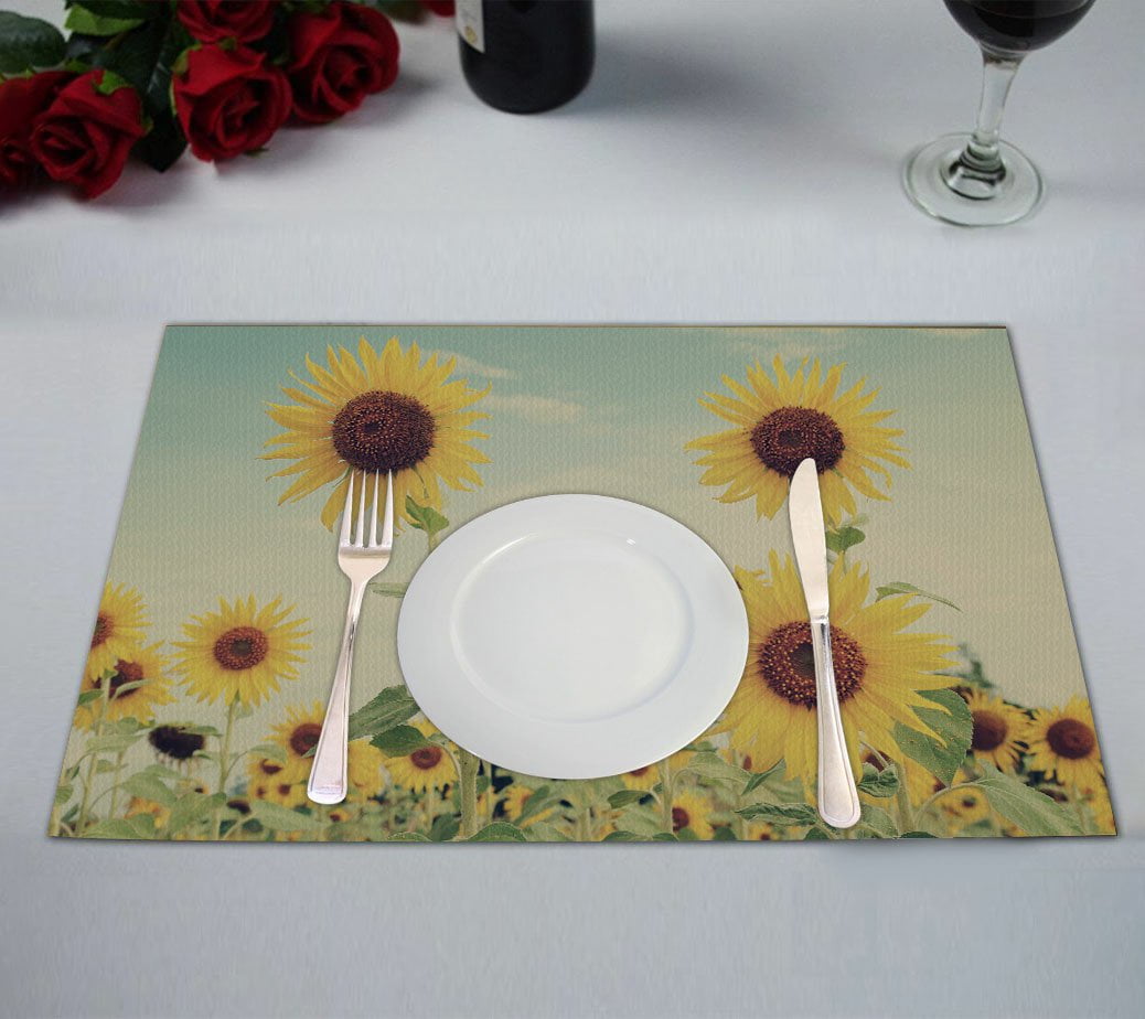 GCKG Beautiful Sky Placemat, Nature Art Sunflowers Fields Landscape ...