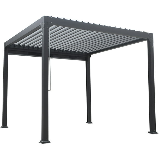 Modern Home 10'x10' Aluminum Louvered Outdoor Pergola - Adjustable ...
