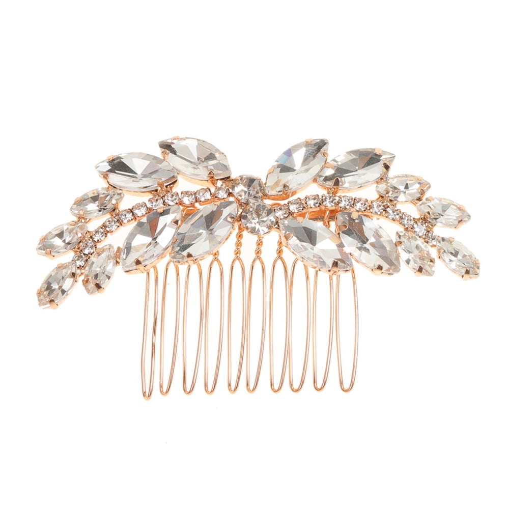 Bride Hair Side Comb Clips Tiara Messy Bun Maker with Sparkling ...