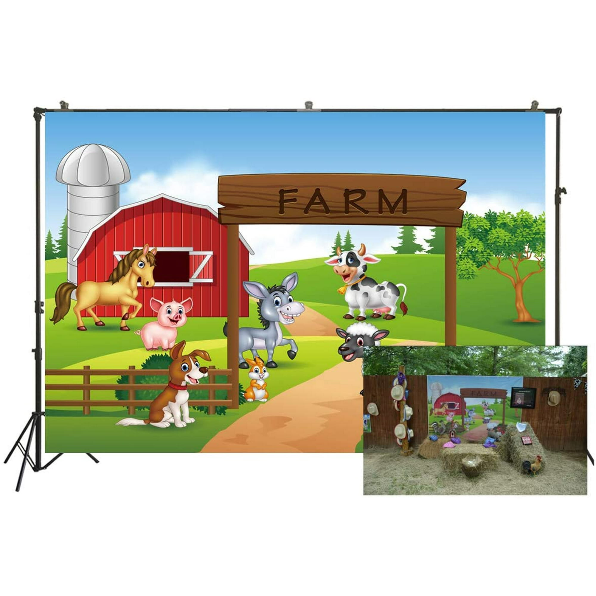Barn With Animals Background