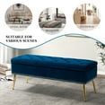 Velvet Storage Ottoman Bench 45.5" Gold Leg Upholstered Nailhead Trim ...