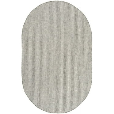 Nourison Courtyard Indoor/Outdoor Ivory Silver 3' x 5' Oval Area Rug ...