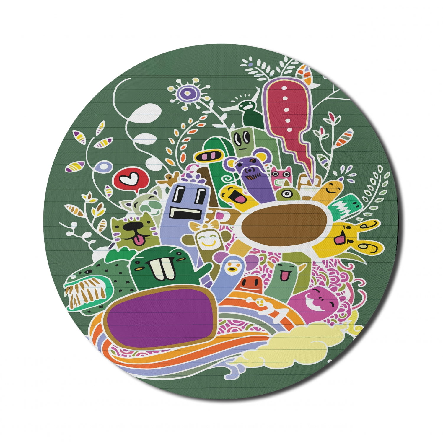 Cartoon Mouse Pad for Computers, Hand Drawn Doodle Monsters with ...