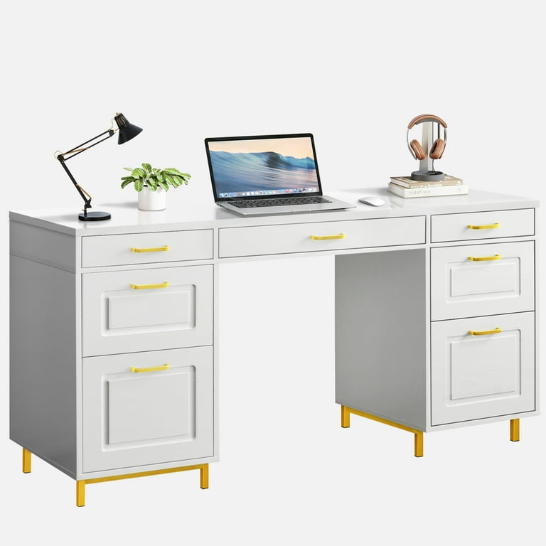White and gold storage desk store
