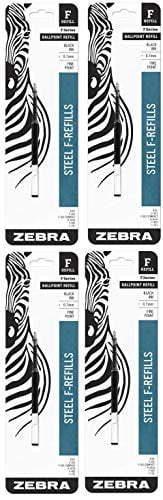4 PACK: Zebra Pen F-Refill 0.7mm Black 1 per pack - Zebra Pen 85511 ...