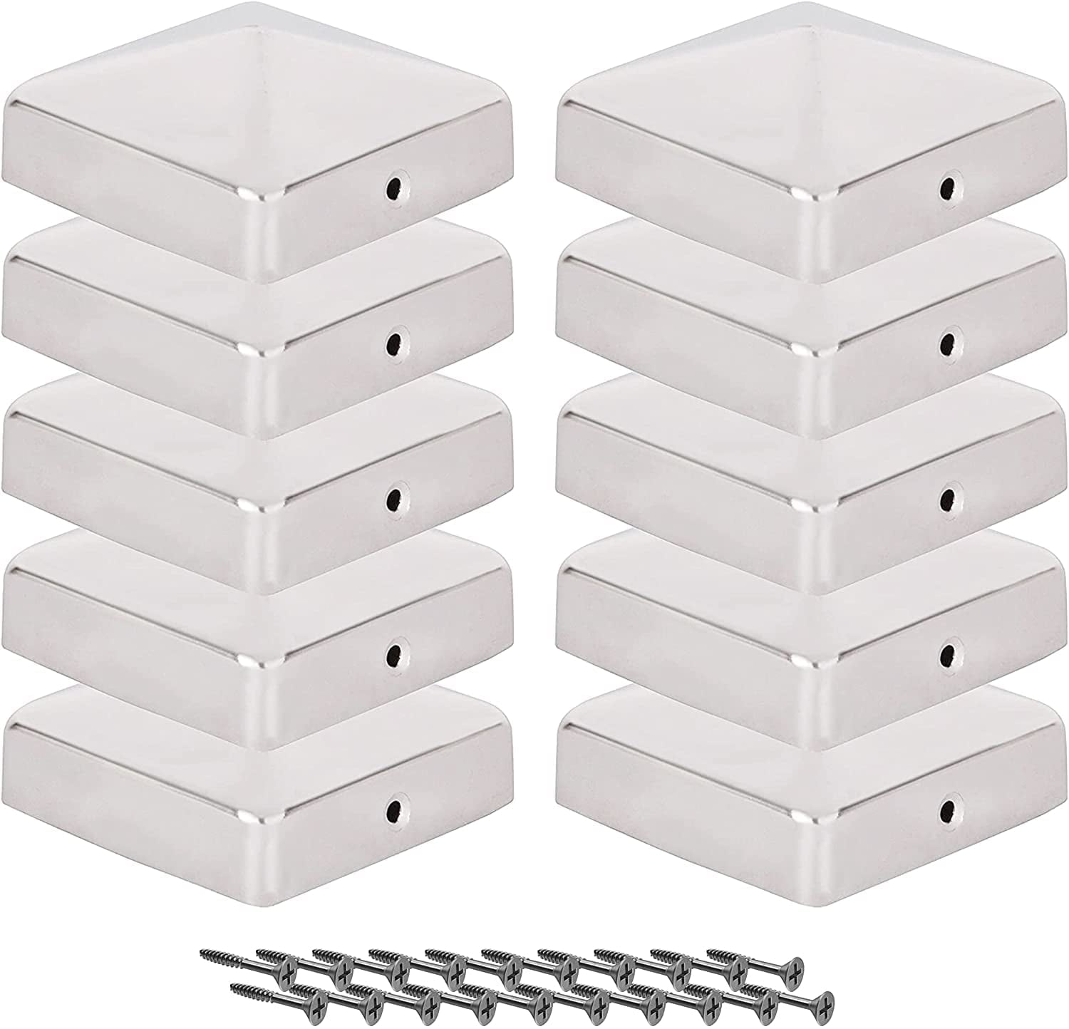 VIIRKUJA 10 x Stainless Steel Post Caps for Fence Posts (90x90mm ...