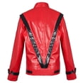 80s Pop Star Red Faux Leather Jacket Retro Thriller Music Video Adult ...