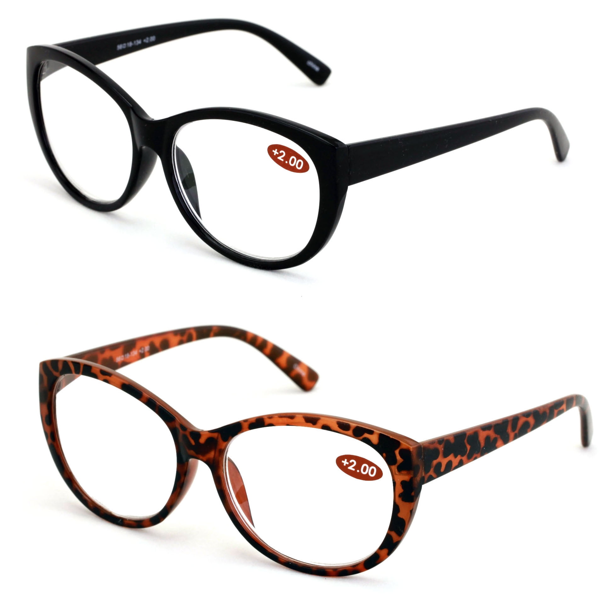 V.W.E. 2 Pairs Women Black Tortoise Reading Glasses Reader Glasses ...
