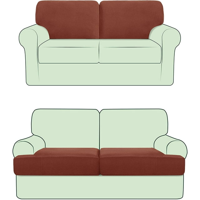 CHUN YI 2 Piece Stretch Couch Sofa Backrest Cushion Slipcover Checks ...