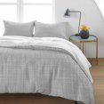 4 Piece Duvet Cover Set Full, Modern Gray Linen Texture Soft Breathable ...