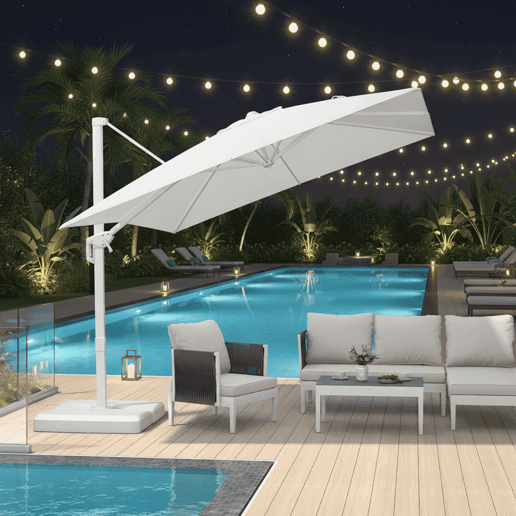 Click here for Purple Leaf 10 Ft Patio Umbrella White Cantilever... prices