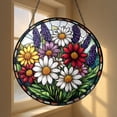 Circular Stained Glass Floral Suncatcher with Red Gerbera Yellow ...