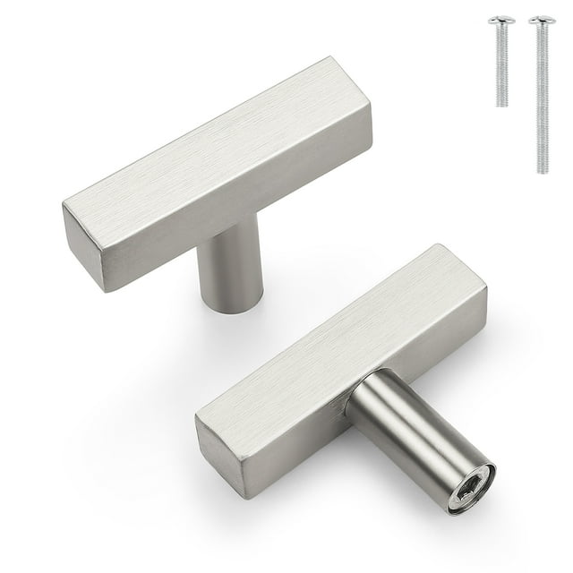 knobelite 12 Pack Cabinet Handles Brushed Nickel 2inch (50mm) Square T ...