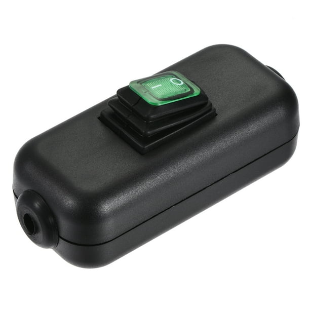 Uxcell Waterproof Appliance Switch, AC 250V 6A ON/OFF Inline Cord Green ...