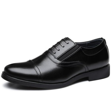 Luxury Black Formal Leather Men Flat Oxfords Business Slip on Pointed ...